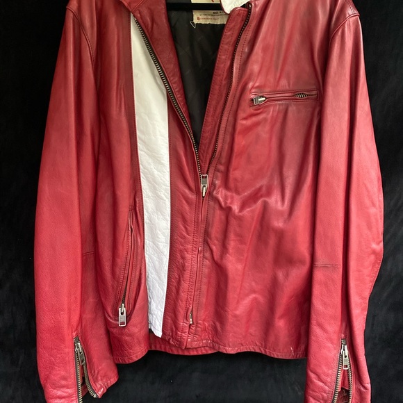 gap red | Jackets & Coats | Mens Red Leather Gap Red Racing Style ...